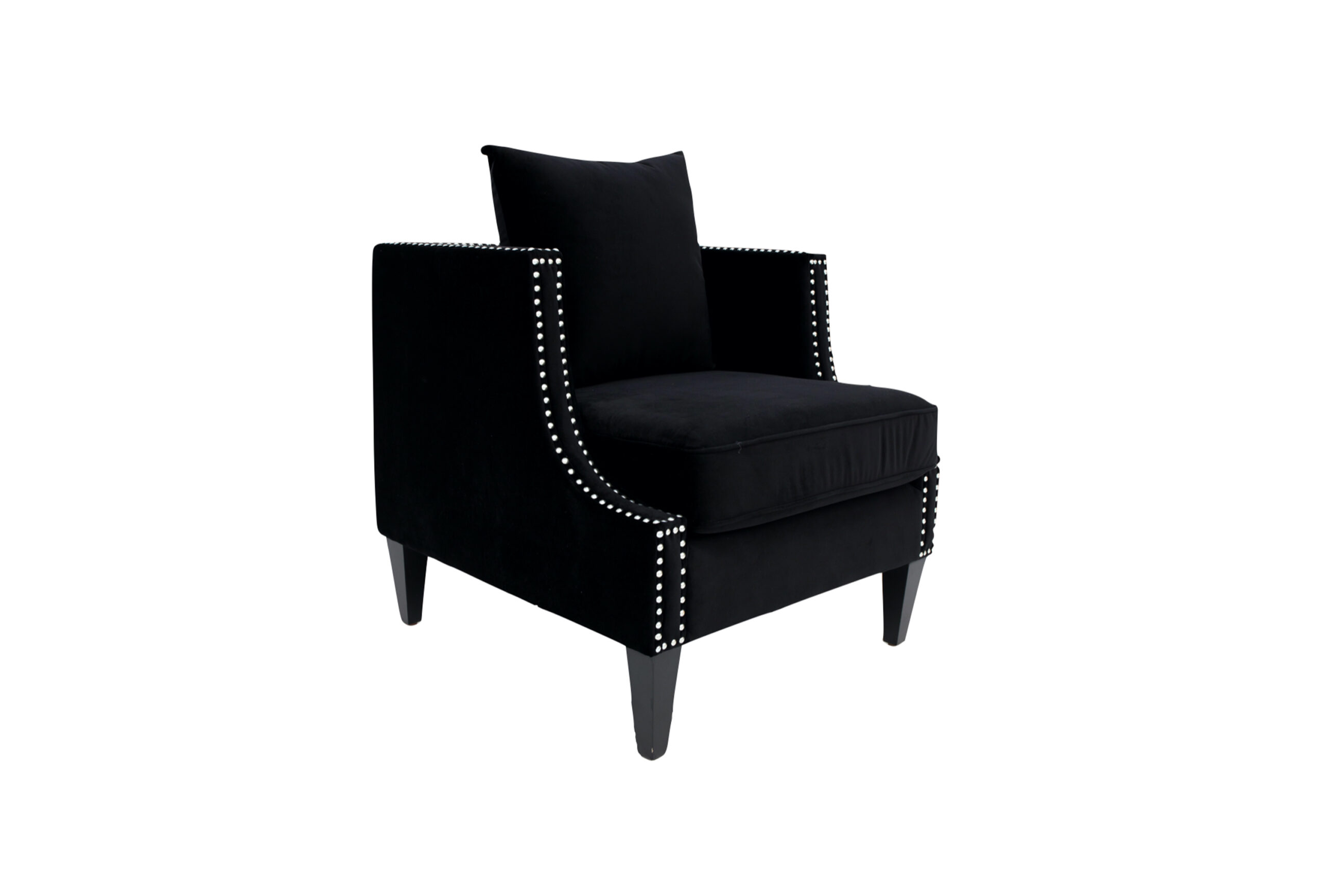 Luxe Velvet Arm Chair with Studs - Black | The Event Mill