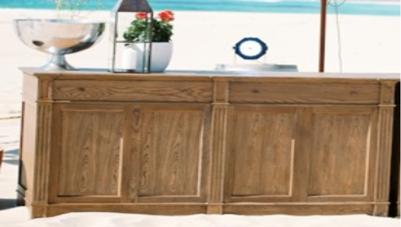 Rustic Timber Service Bar-200cmL x 70cmW x 110cmH - The Event Mill