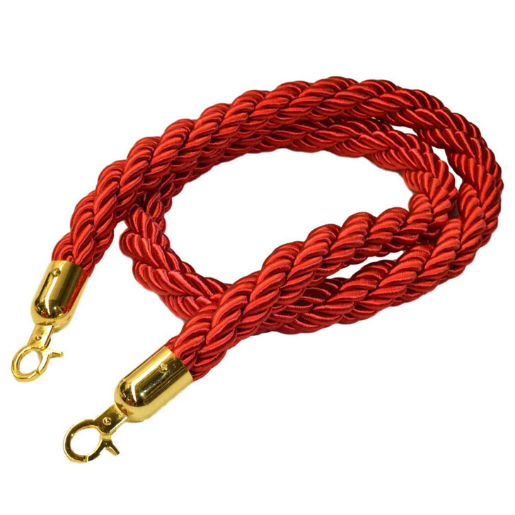 Bollard Rope Red With Gold Hook - The Event Mill