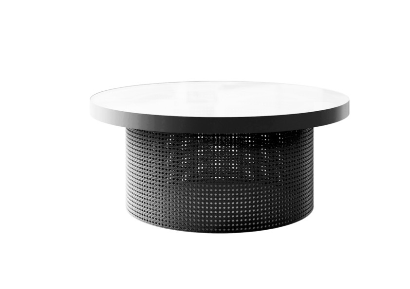 Aero Coffee Table - Black with White Top - 40cmH x 90cmD